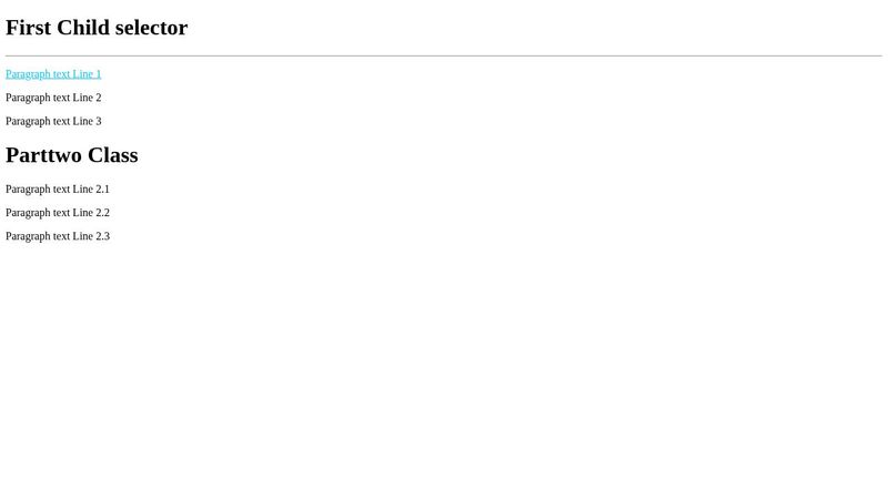 CSS Selector | First Child Selector