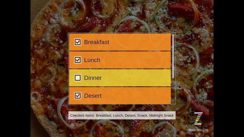 Multiple Select List with ZIM for CodePen Challenge!