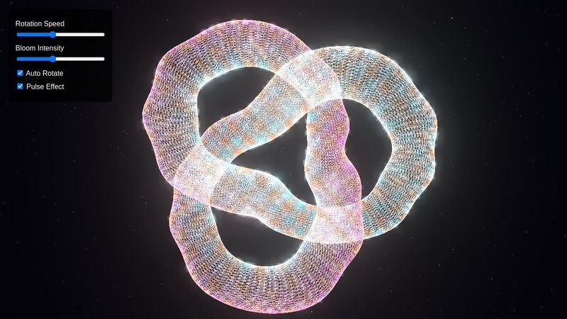 Threejs Animated 3D Torus Knot with Bloom