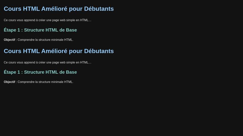 Cours HTML Amélioré pour Débutants