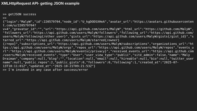 XMLHttpRequest API- getting JSON example