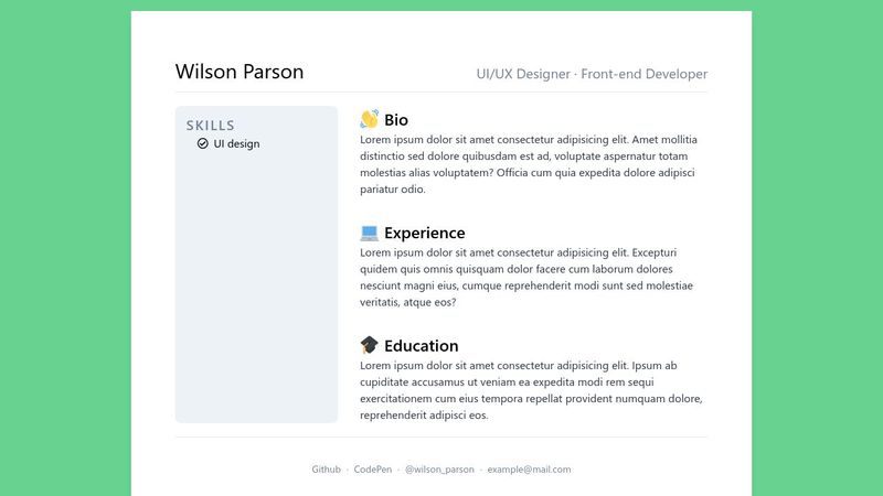 Resume w/ Tailwind CSS & Grid