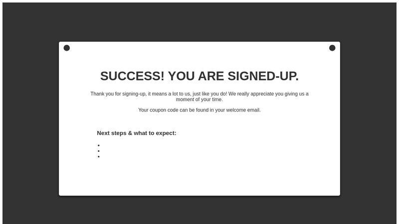 Simple thank you page