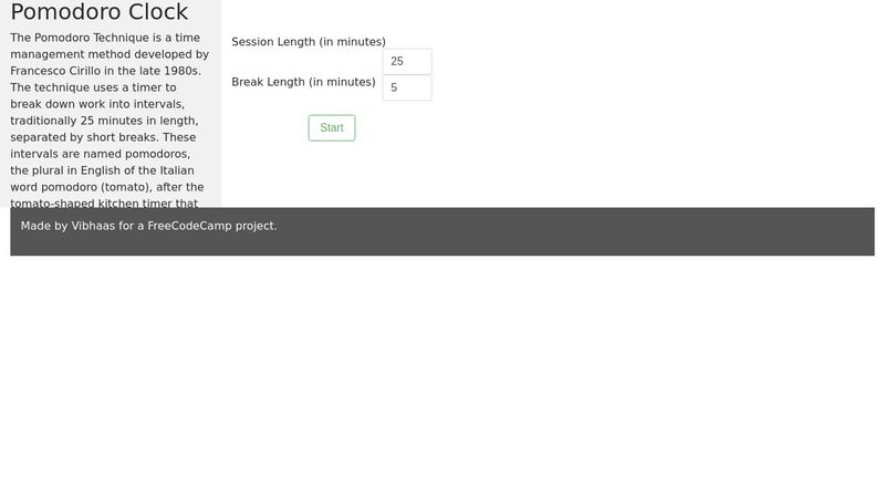 Pomodoro Clock - FreeCodeCamp