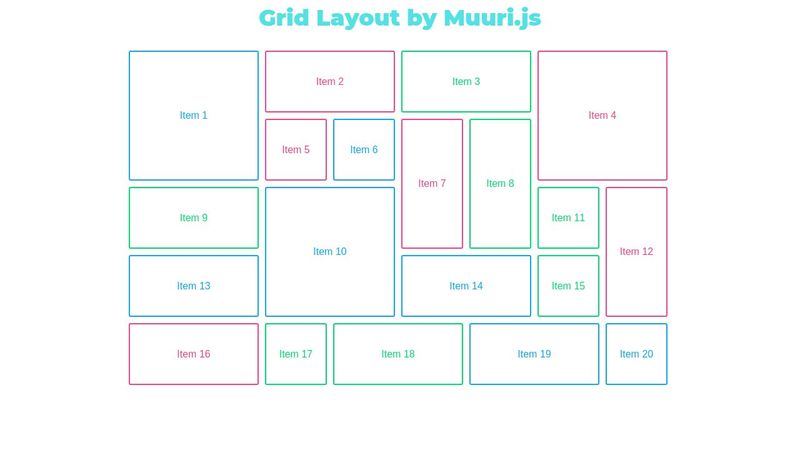 Grid layout sample #1 by muuri.js