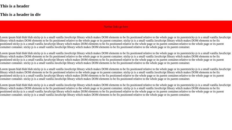 Pure Javascript Sticky Header