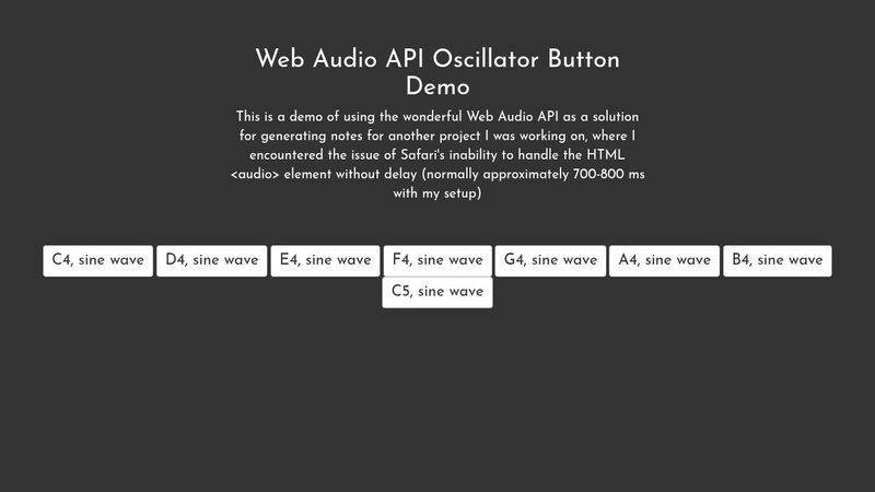 Snippet—Web Audio API Oscillator Button Demo