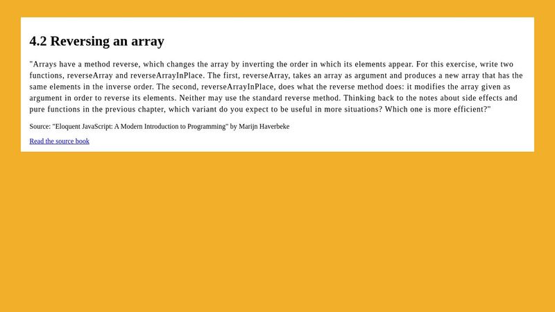 Eloquent JavaScript - Reversing an array