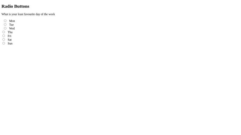 Activity 10 - Form Radio Buttons