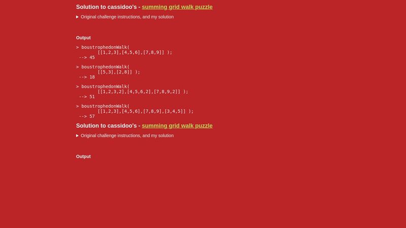 Summing an array with a Boustrophedon Walk (Cassidoo)