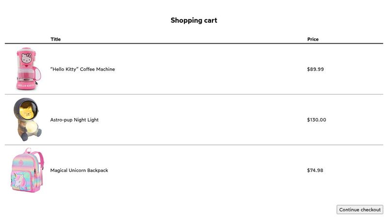 Challenge Shopping cart table