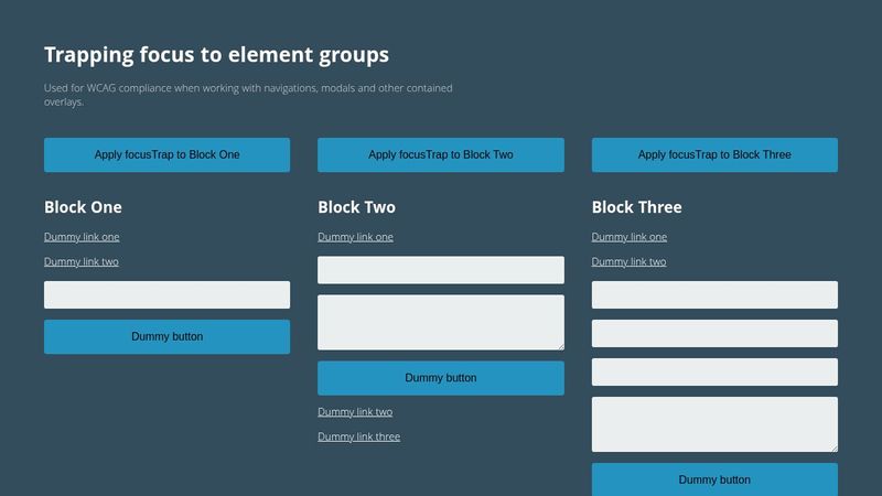 Focus trap using jQuery