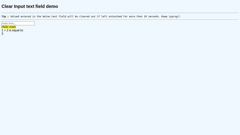 clear input field after 10 seconds