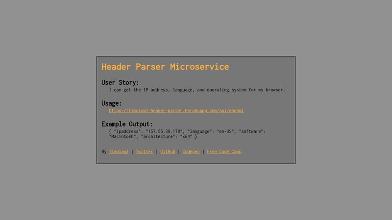 Header Parser Microservice View