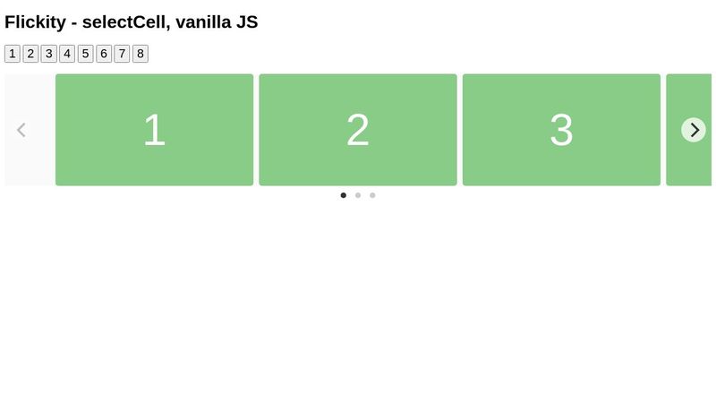 Flickity - selectCell, vanilla JS