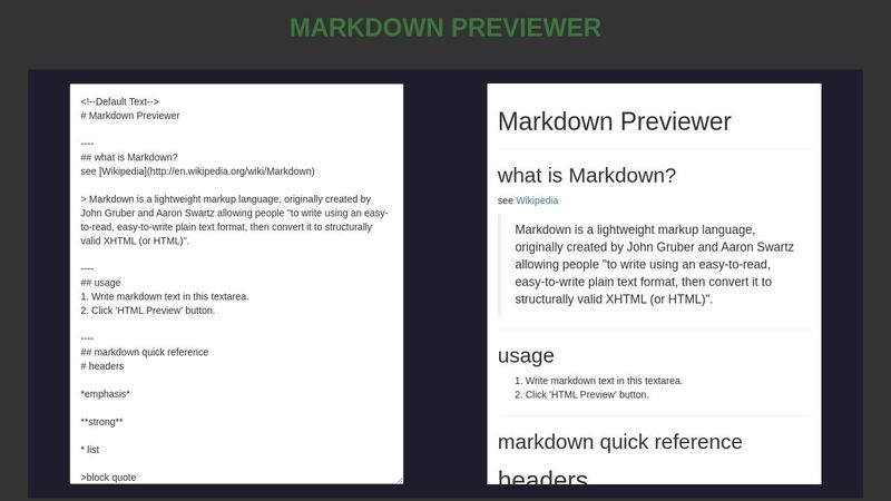 Simple Markdown Previewer
