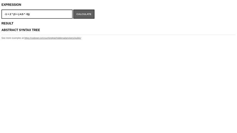 *Interpreter, Shunting Yard Algorithm and Abstract Syntax Tree using JavaScript