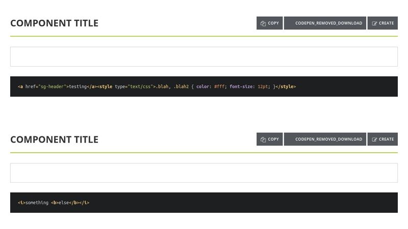 Style Guide with Embedded Codepen Code Editor