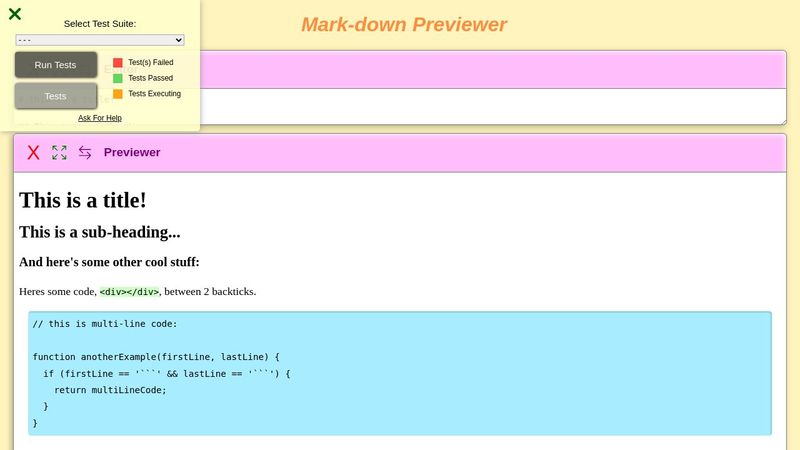 FCC: Simple React Markdown Previewer. 20211104-08