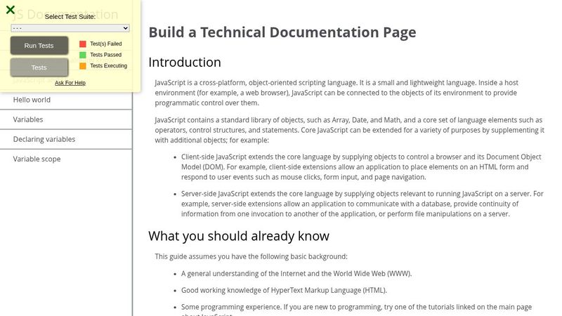 Responsive Web Design Projects (4) | Build a Technical Documentation Page