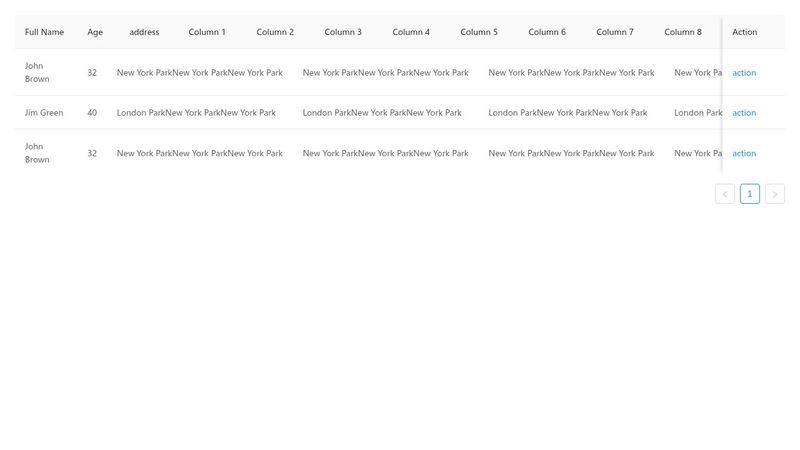 Fixed Columns and Header - Ant Design Demo