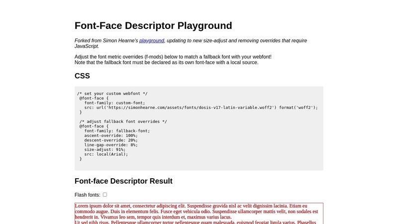 CodePen Font face Descriptor Playground CodePen Font face Descriptor Playground