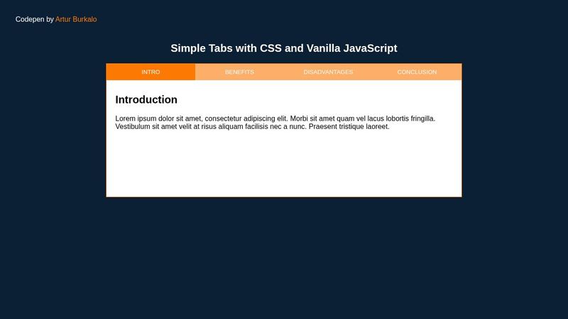 Simple Tabs (CSS & Vanilla JS)