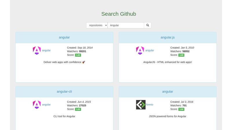 Angular demo - search repos on github