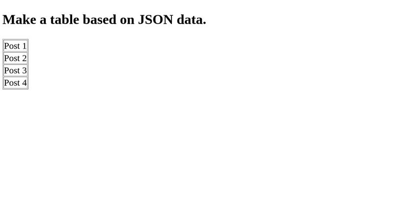 json to table