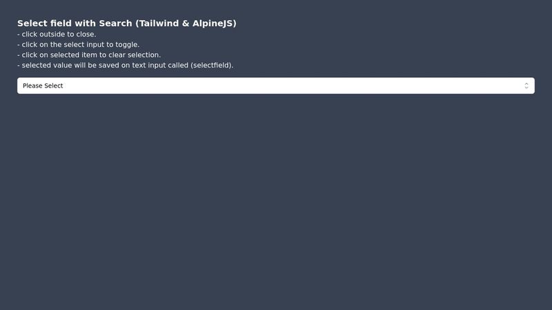 Select Field with Search (Tailwind & AlpineJs)