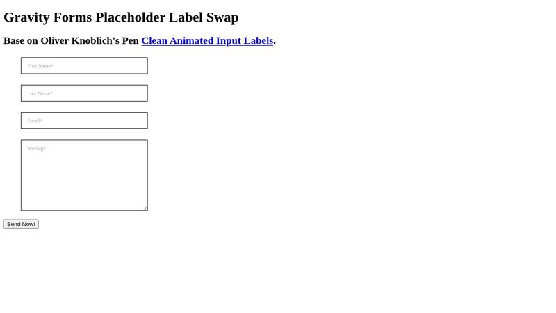 Gravity Forms - Placeholder label Swap