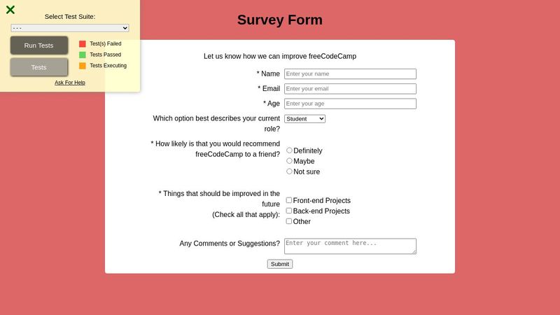 Survey Form - freecodecamp Responsive Web Design Projects