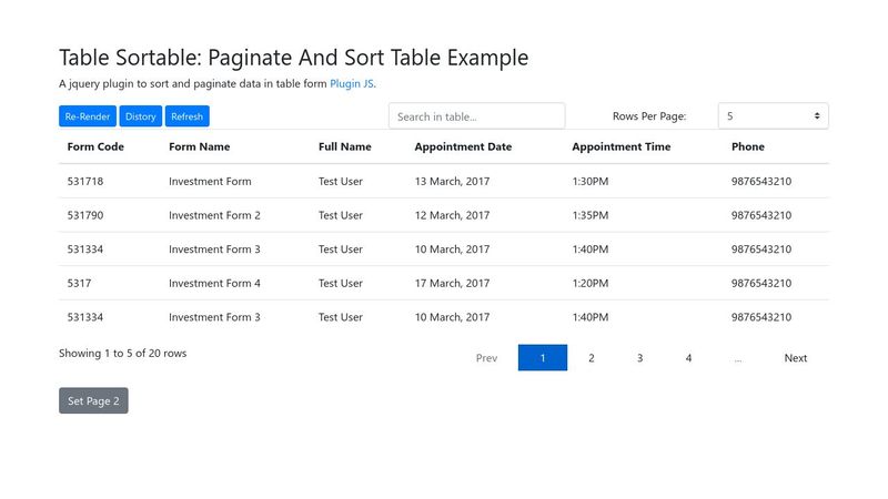 Dynamic Data In A Table Paginate
