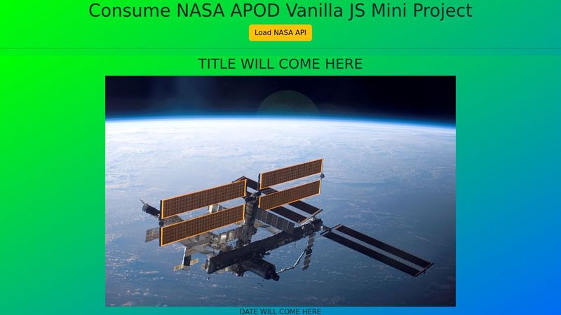 NASA APOD PROJECT using Fetch