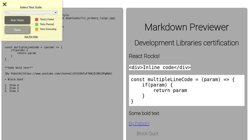 Build a Markdown Previewer FCC