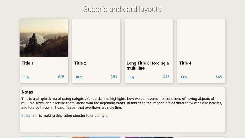 Subgrids and Card layouts