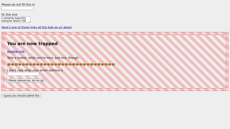 Trapping focus using hidden button traps
