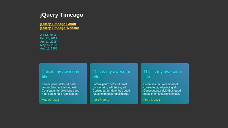 jQuery Timeago - Relative Time Display