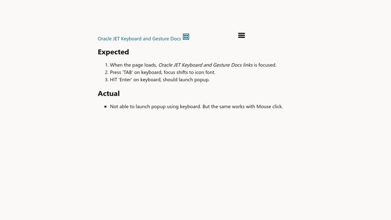 Oracle JET 13x - Keyboard accessible links