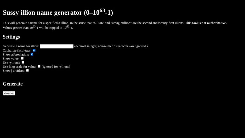 Sussy single illion name generator (0 ...