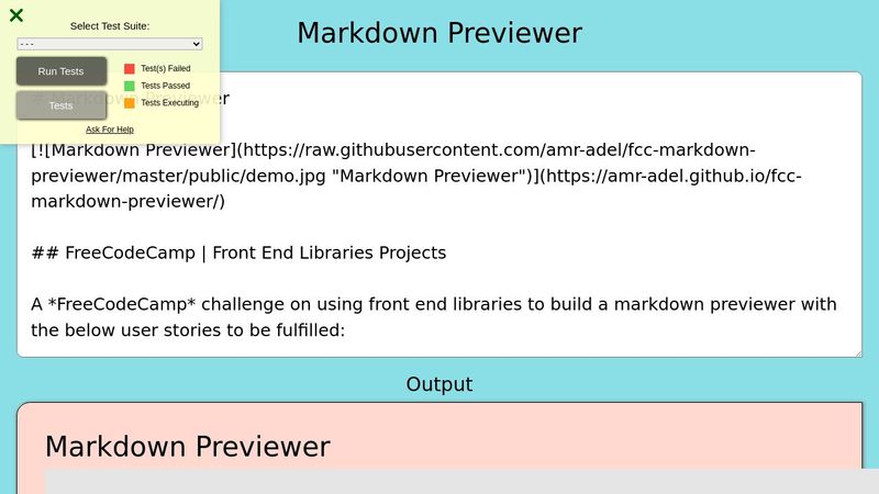freeCodeCamp: Build a Markdown Previewer