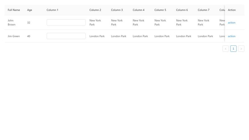Fixed Columns - Ant Design Demo