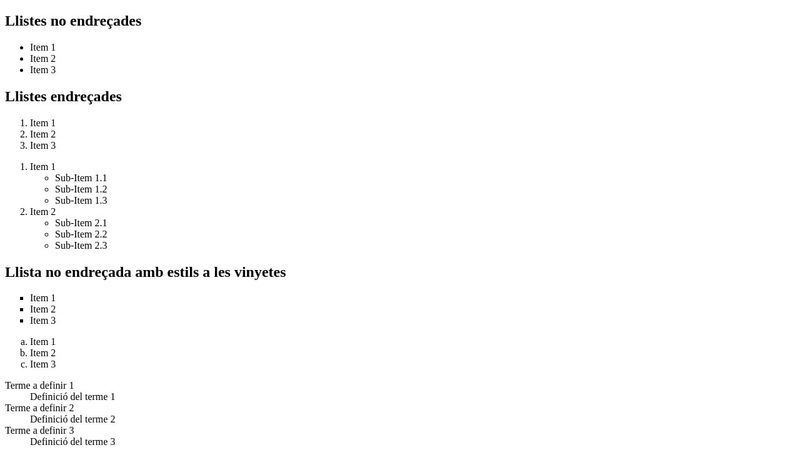 Listas en HTML5 y CSS3