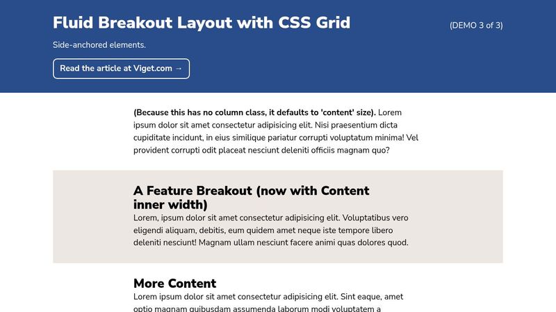 Fluid Breakout Layout with CSS Grid - Side-Anchored Elements