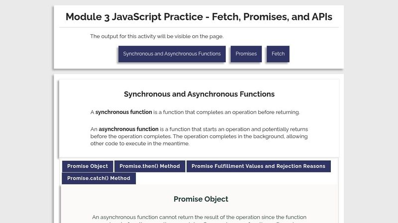 Module 3 Coding Activity - Fetch, Promises, and APIs