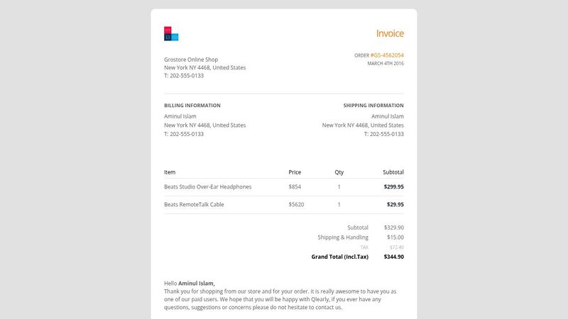 Invoice Email Template
