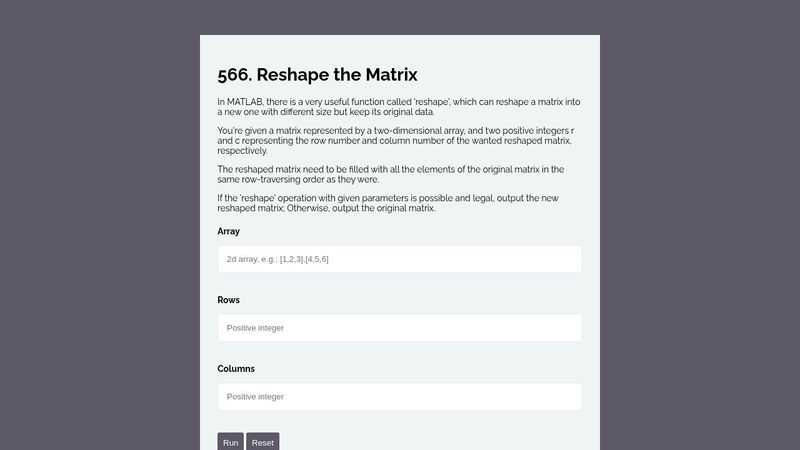 566. Reshape the Matrix