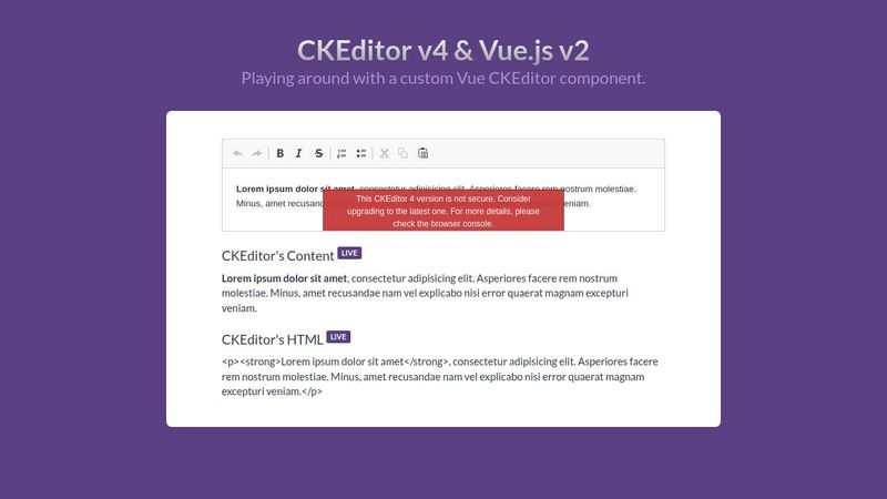 CKEditor v4 & Vue.js v2