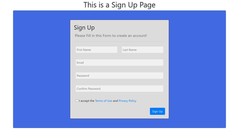 Sign Up Page Design