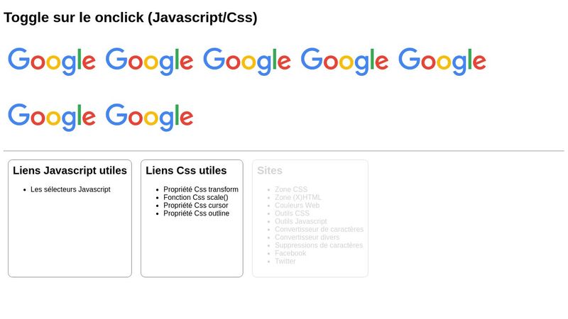 Toggle sur le onclick (Javascript/Css)